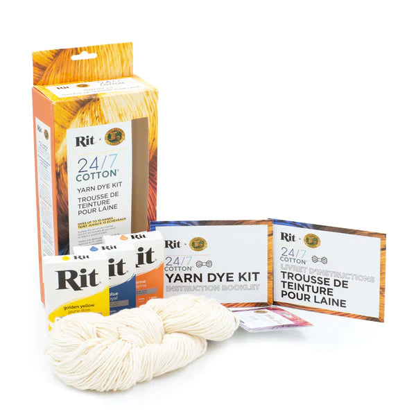 24/7 Cotton Yarn Dye Kit - 100g + 3 Dyes - Lion Brand – Len's Mill