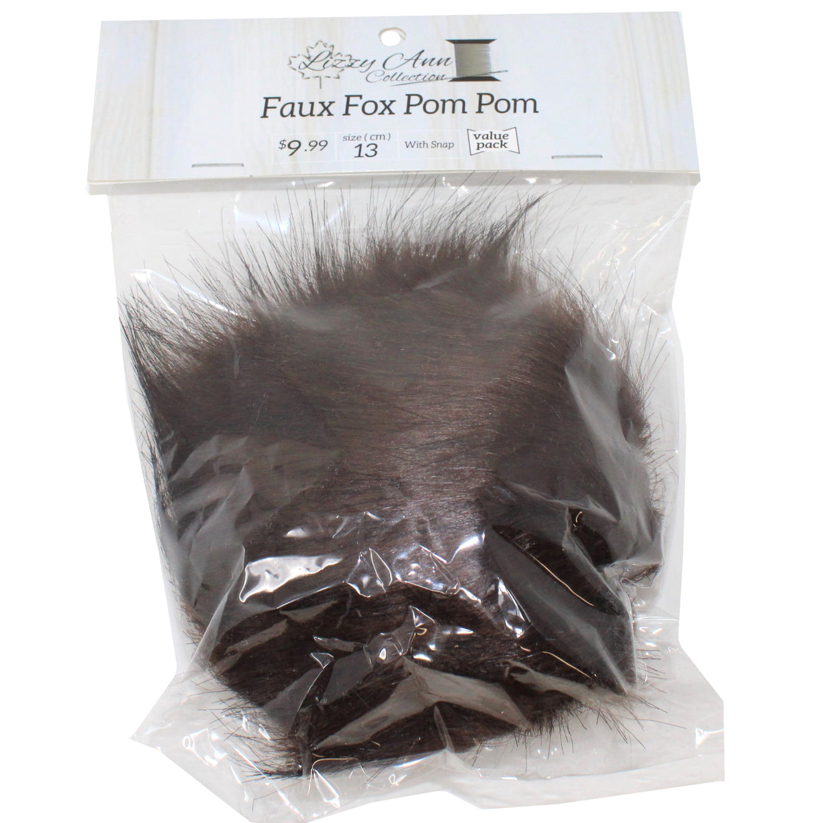 Faux Fox (Long Hair) Pom Pom with Snap - 13cm - Lizzy Ann – Len's Mill
